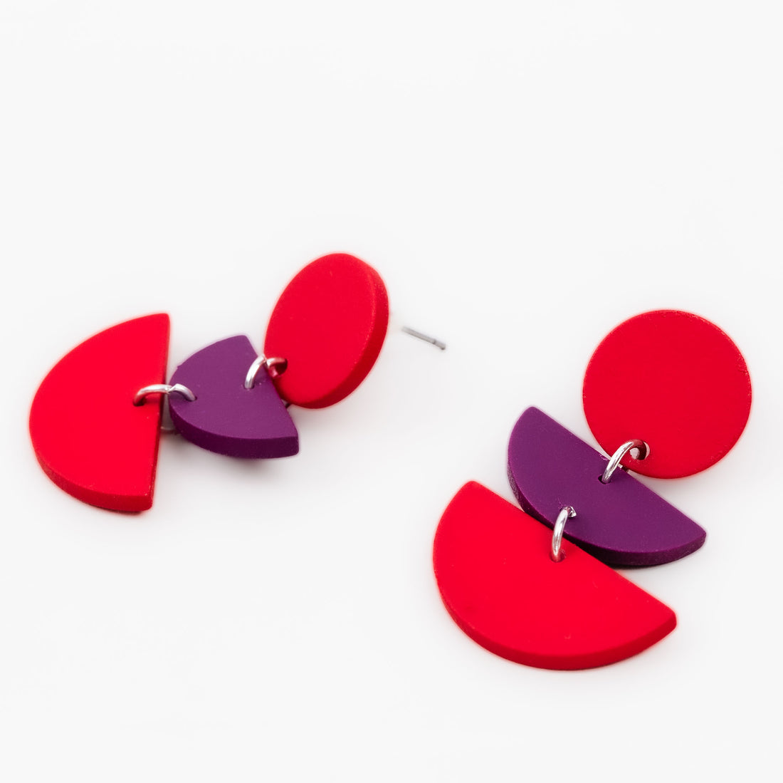 Cercei cu Forme de Semicerc - Rosu/Mov | Rossetti